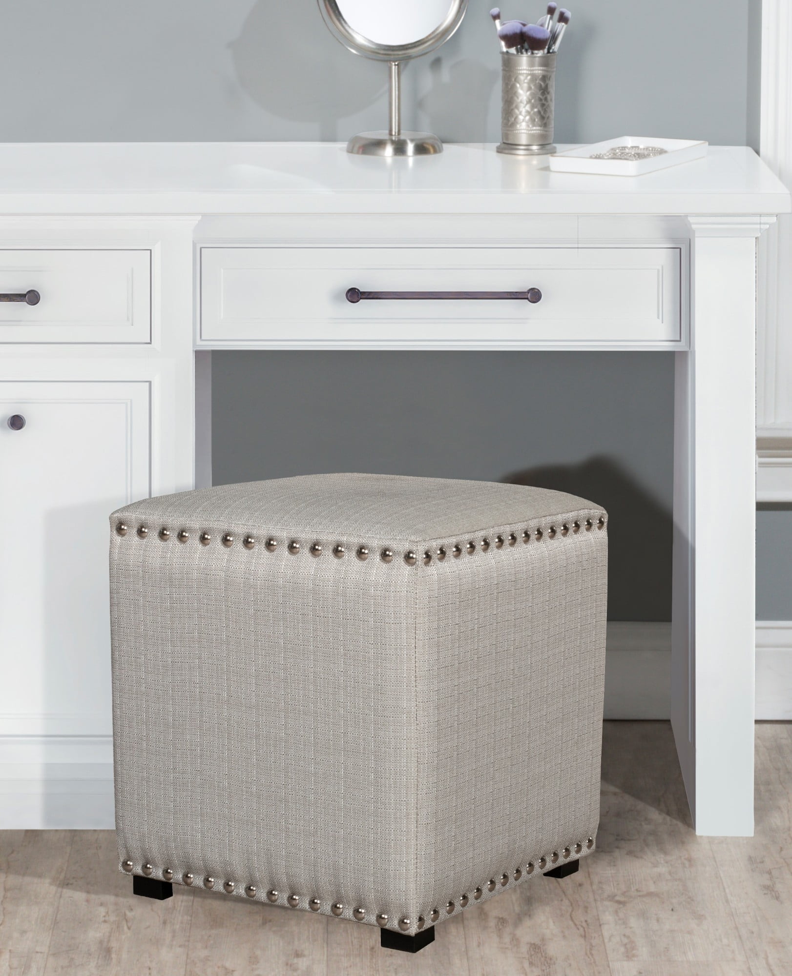Hillsdale Furniture Lani Square Backless Upholstered Vanity Stool ...