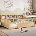 LHYY A full-sized wooden floor bed with a fence-style guardrail ...