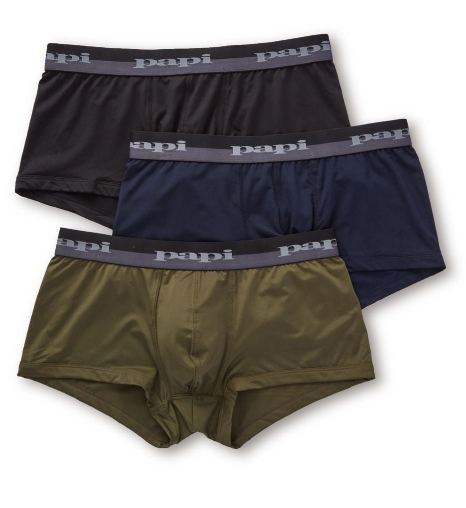 Men's Papi 980537 Microfiber Stretch Brazilian Trunks - 3 Pack (Navy ...