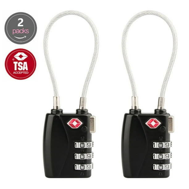 Luggage Locks 2 Pack, TSA Accepted 3 Digit Luggage Cable Locks with ...