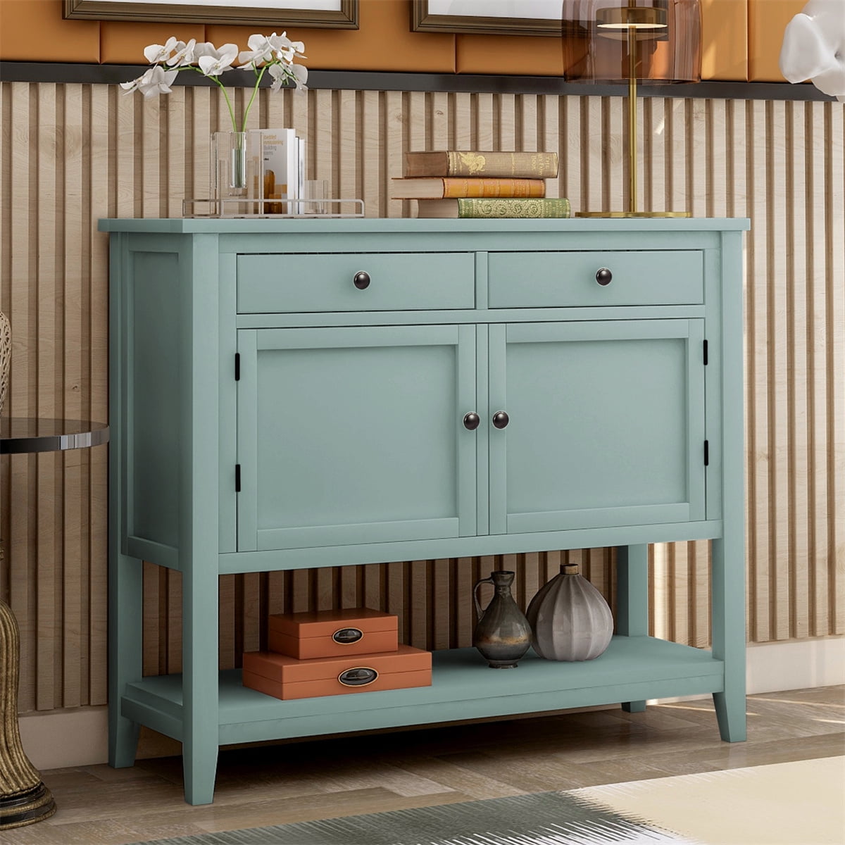 Vintage Console Table, Modern Wood Accent Buffet Sideboard Serving ...