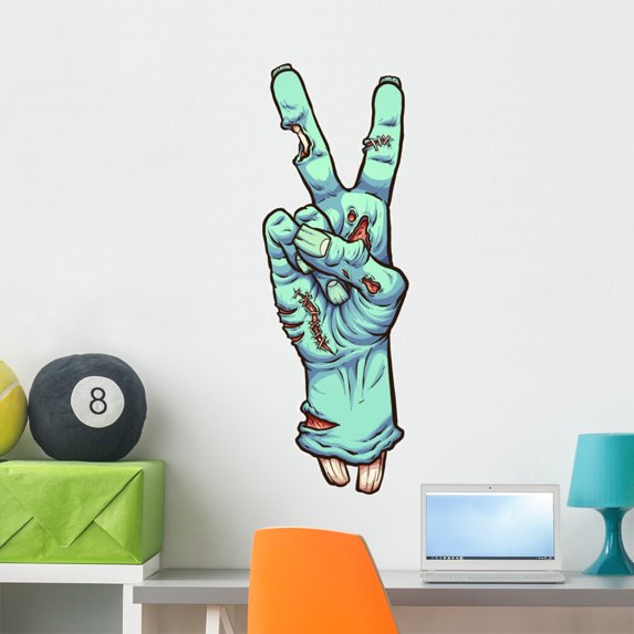 Peace Hand Sign Zombie Wall Decal Wallmonkeys Peel and Stick Graphic ...