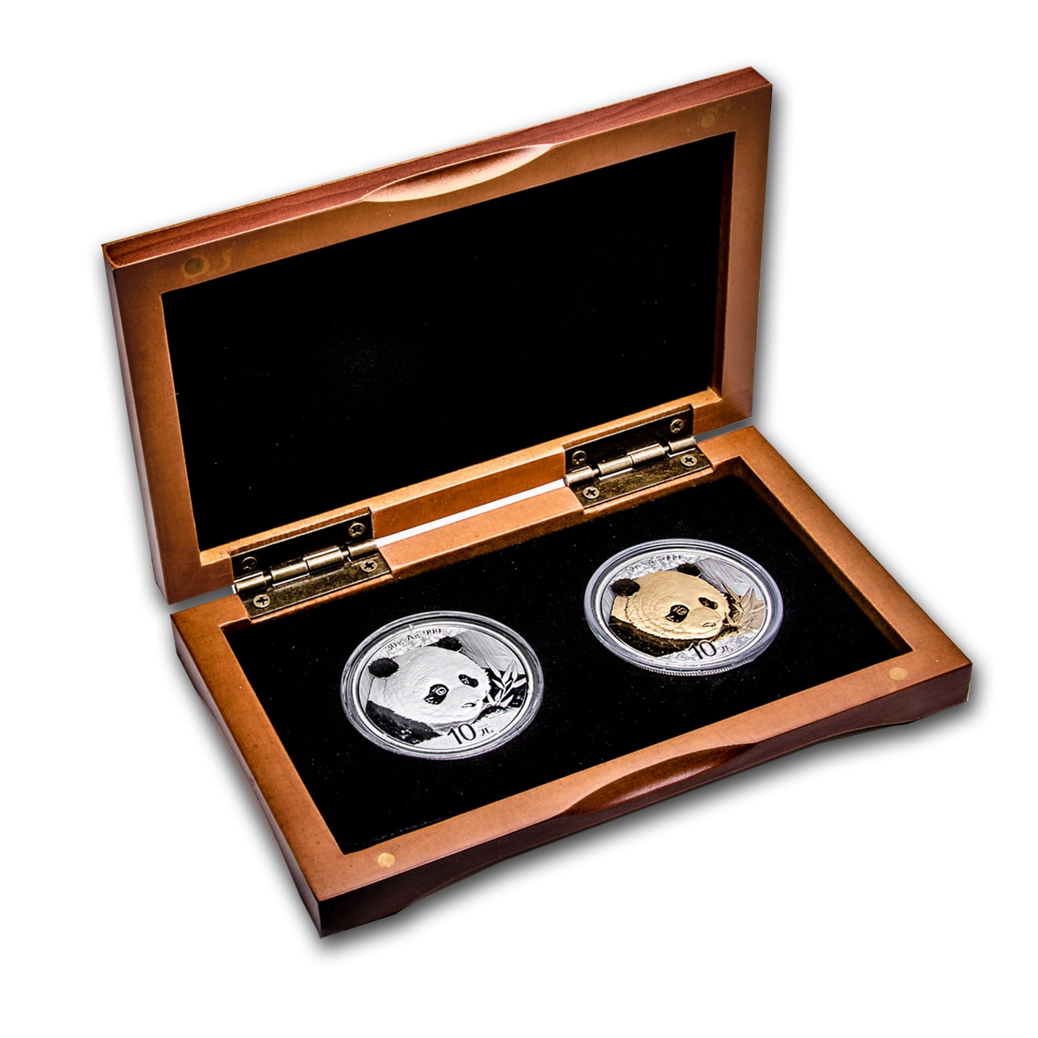 2018 China 2-Coin 30 g Silver Panda & Gilded Silver Panda Set BU ...