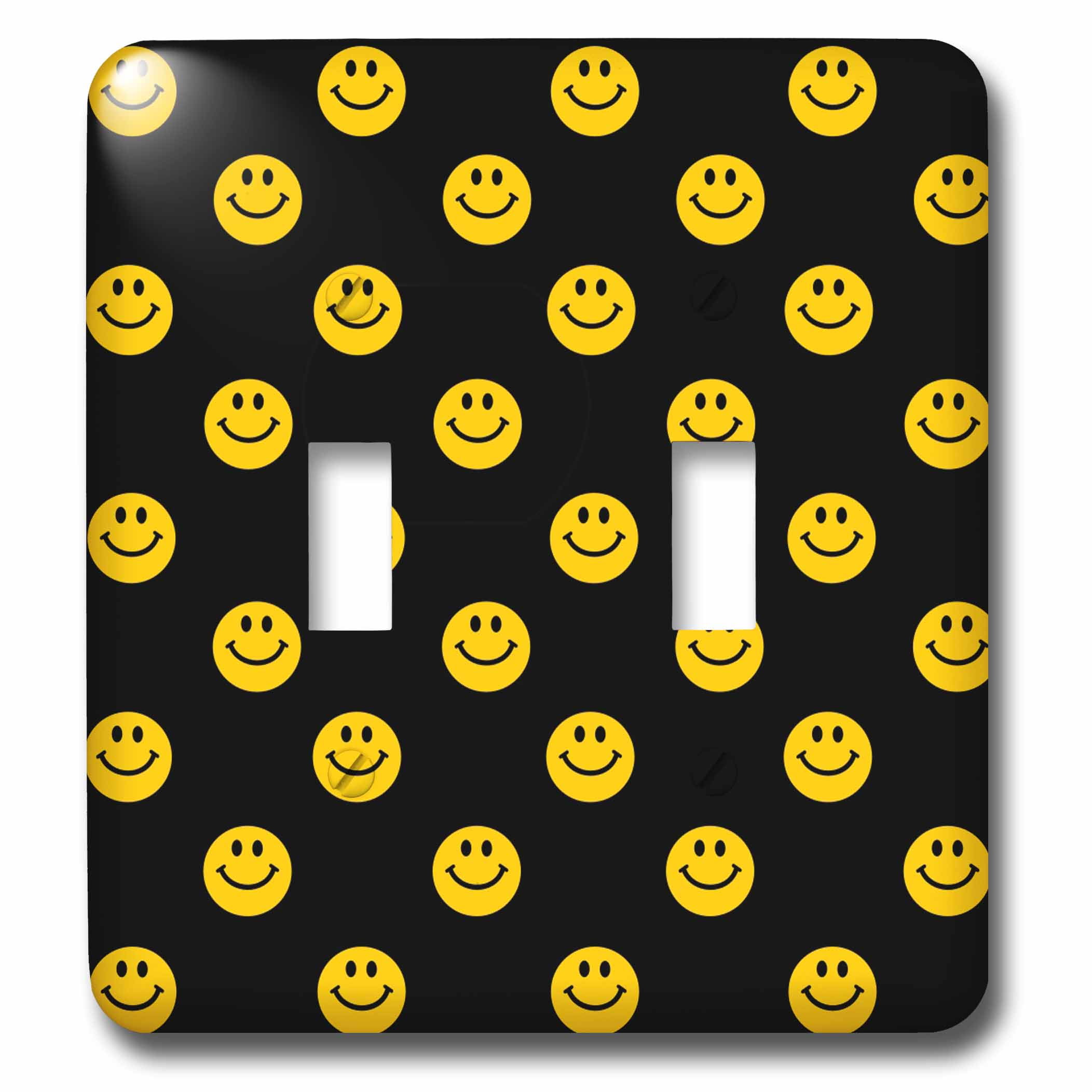 3dRose Yellow Smiley Face pattern on black - Cute smile Happy Smilies ...