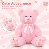 MorisMos Jumbo Fluffy 4ft Giant Pink Teddy Bear Stuffed Animal, Big ...