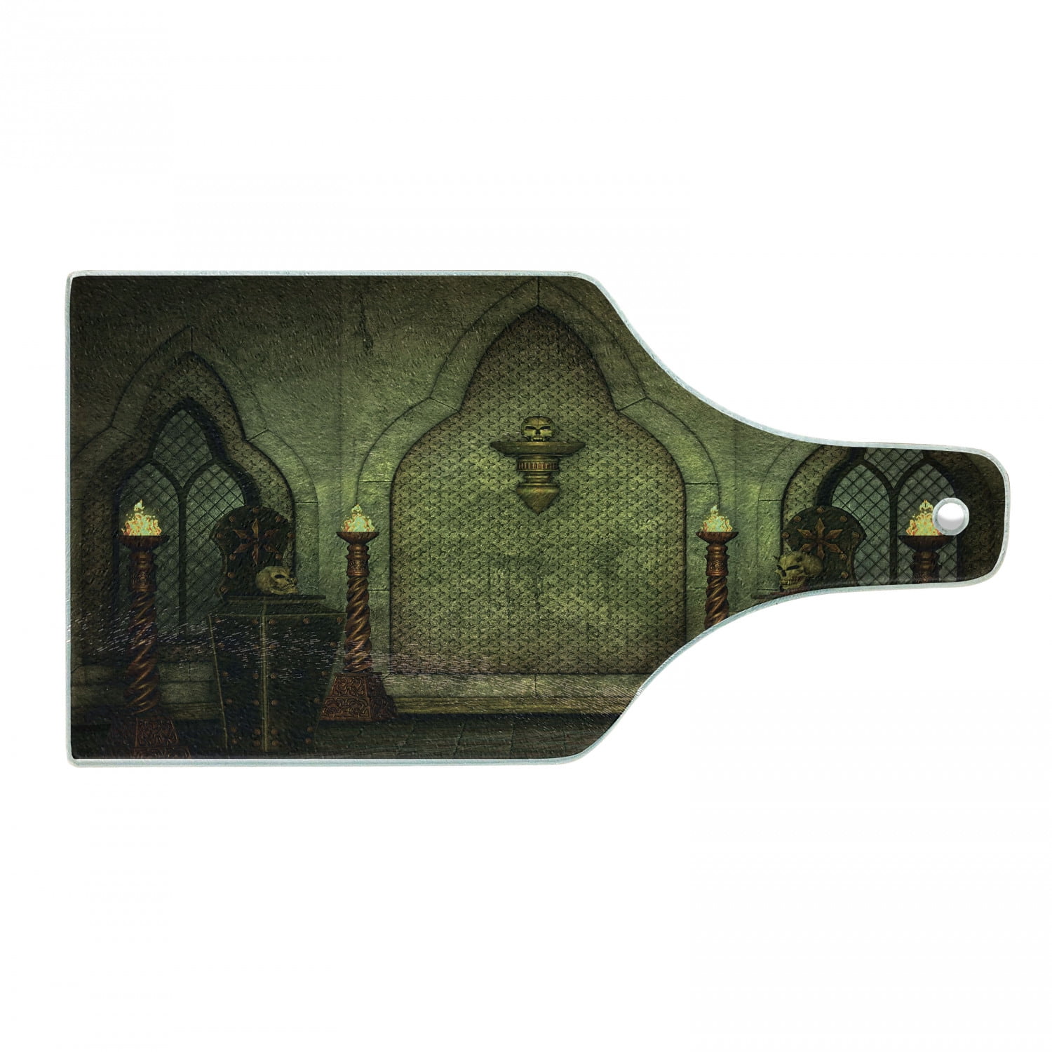 Gothic Cutting Board, Fantasy Scene with Old Fashioned Wooden Torch and ...