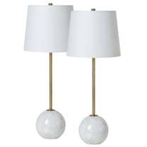 Renwil Naomi 1-Light Modern Metal Table Lamp in Brass & White (Set of 2 ...