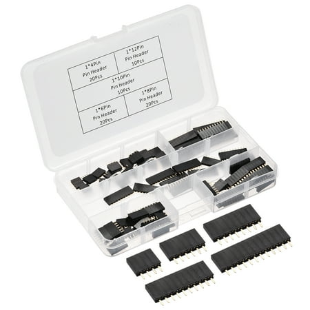 Uxcell Straight Pin Header 4P 6P 8P 10P 12P 2.54mm Pitch with Box Pack ...
