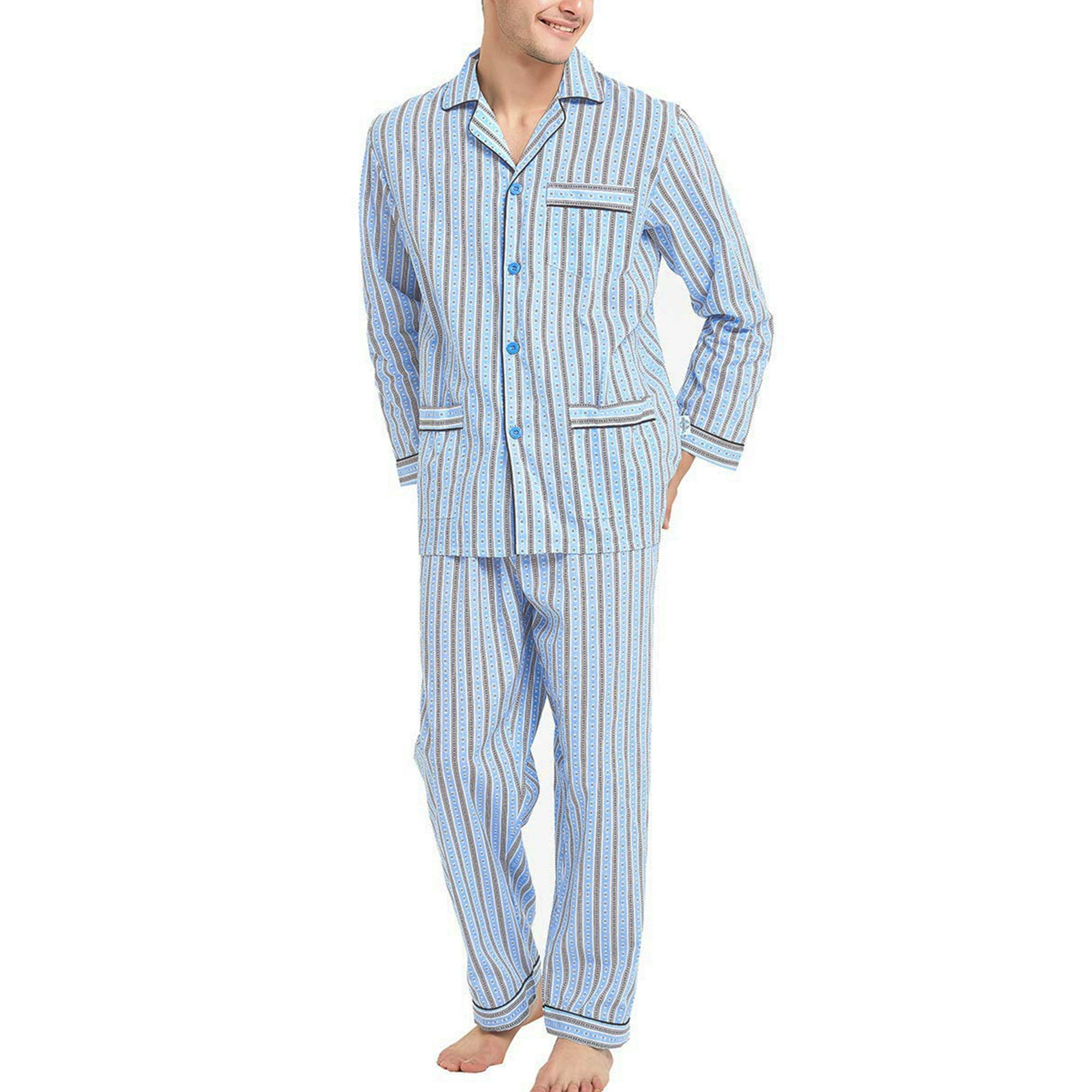 Click here for Global Mens 100 Cotton Pajamas Set Woven Drawstrin... prices