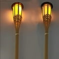 JUNWELL Solar 5-LED Flickering Amber Bamboo Tiki Torch Landscape Light ...