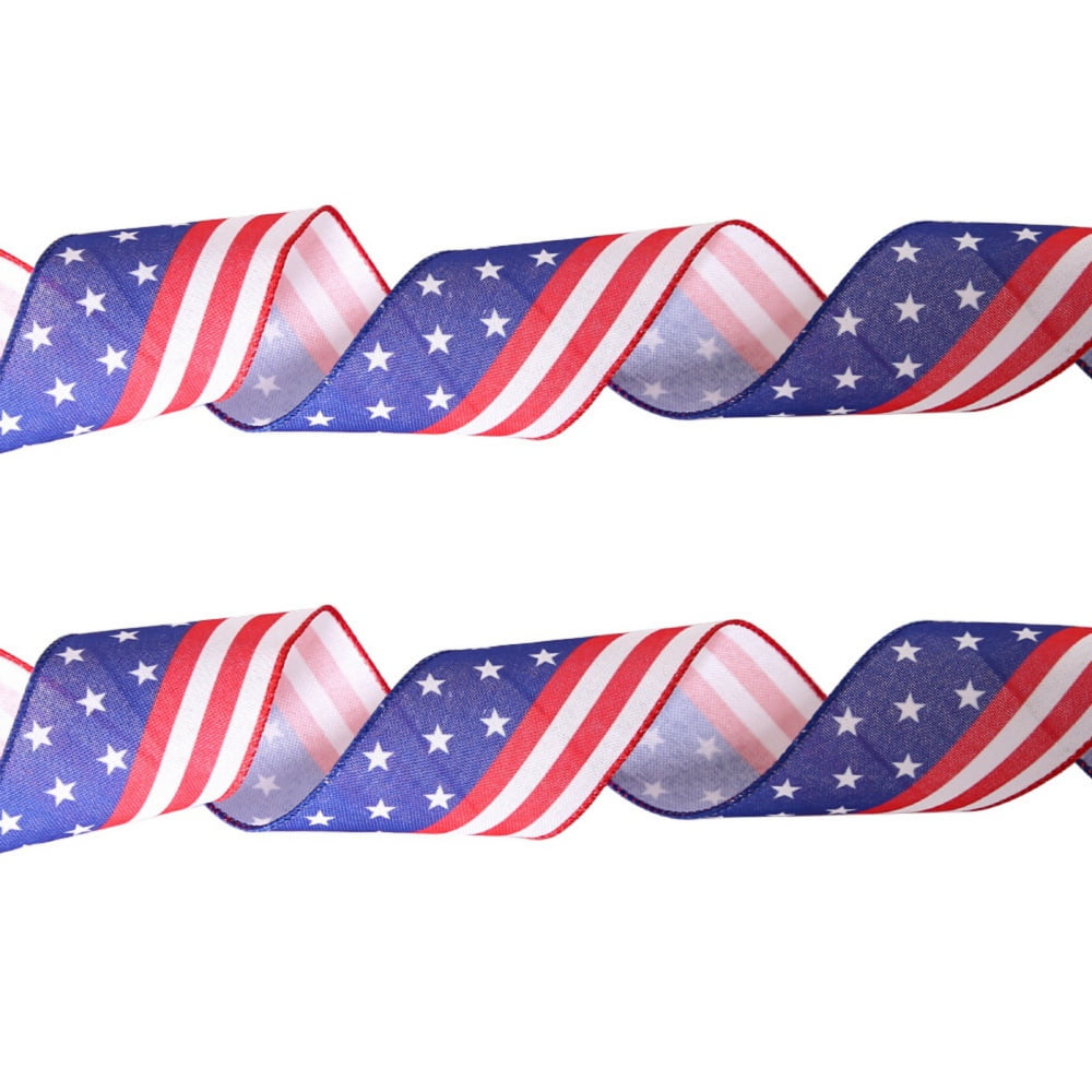 Xmarks 1 Roll Patriotic Wire Edge Ribbon 2.48 Inch x 9.84ft ...