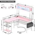 Isunirm L Shaped Computer Desk With Led Strip And Power Outlets