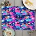 4PCS Tropical Floral Table Mats - Vibrant Pink & Blue Floral Design ...