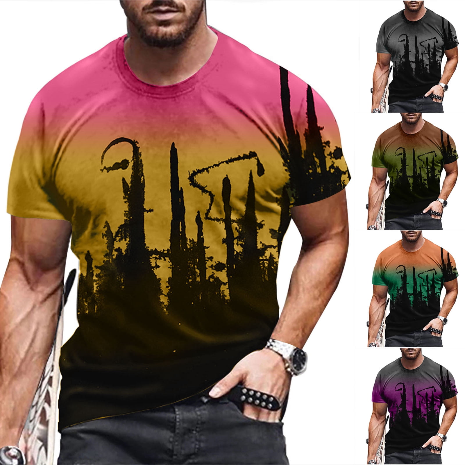APEXFWDT Mens T Shirt Big and Tall Short Sleeve Print Graphic Tees Tops ...