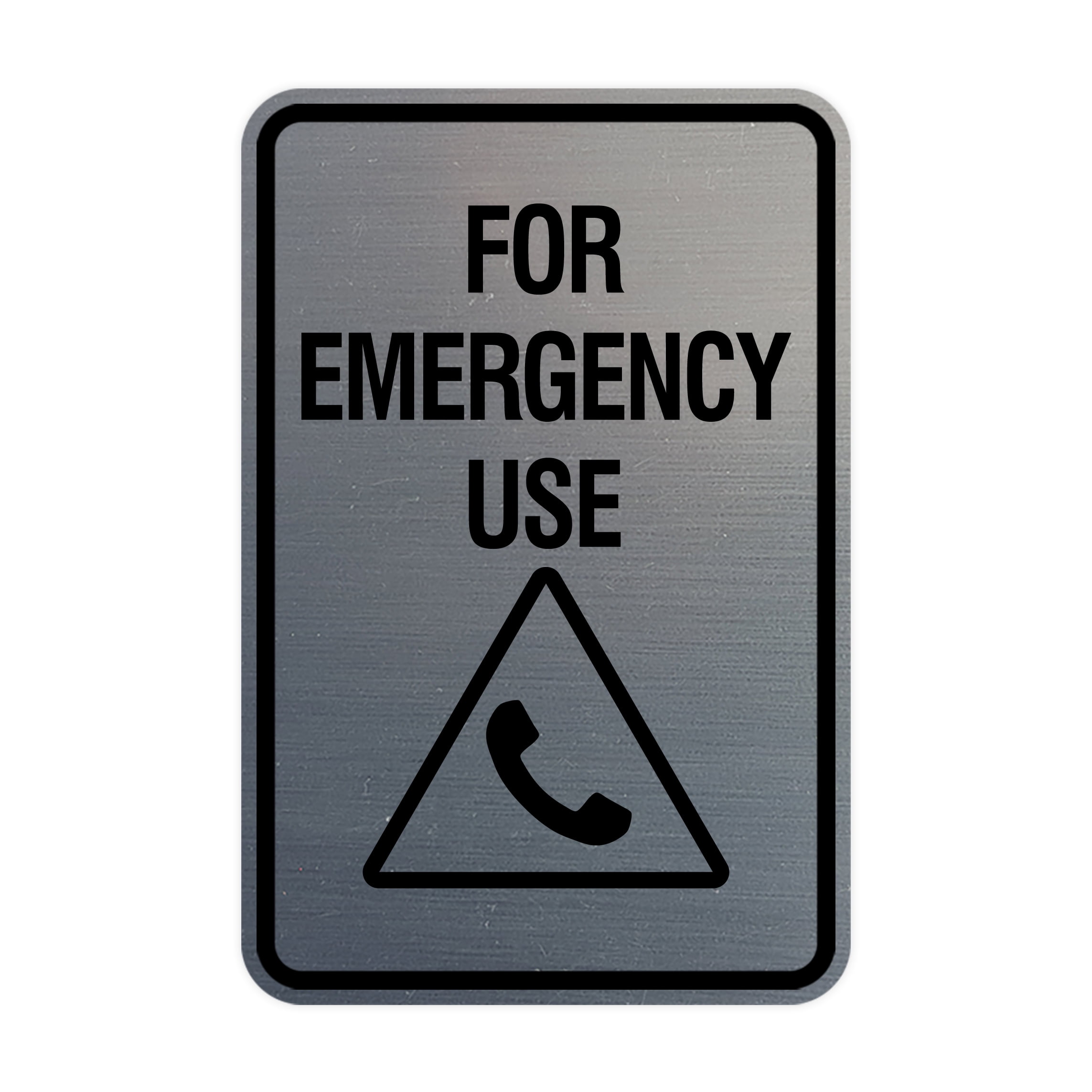 Signs ByLITA Portrait Round For Emergency Use Sign (Brushed Silver ...