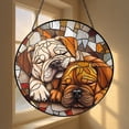Bulldog Couple Stained Glass Suncatcher Window Hanging, Sleeping Dog ...