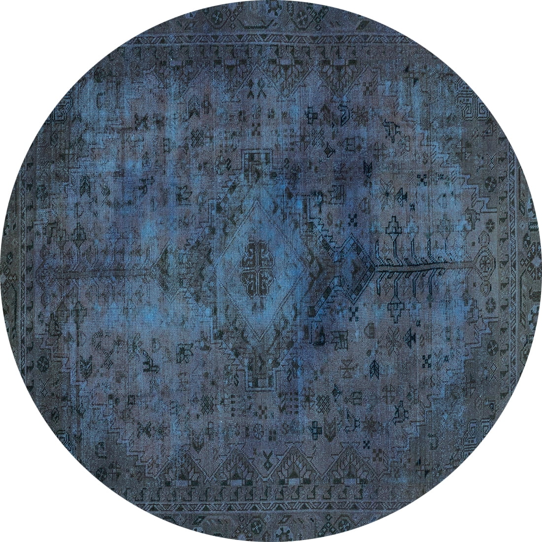 Ahgly Company Indoor Round Abstract Light Blue Modern Area Rugs, 7 ...