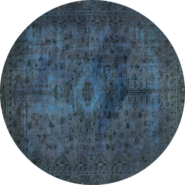 Ahgly Company Indoor Round Abstract Light Blue Modern Area Rugs, 5 ...
