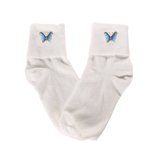 2 Pair White Bobby Socks w Butterfly Appliques - Womens Socks Sz 9-11 ...