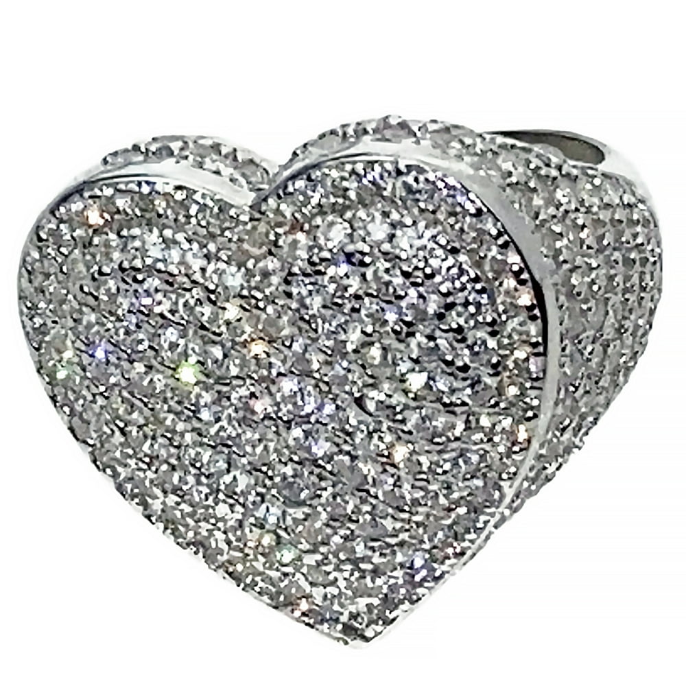 Bling Cartel - Heart Ring Real Solid 925 Sterling Silver Hip Hop ...