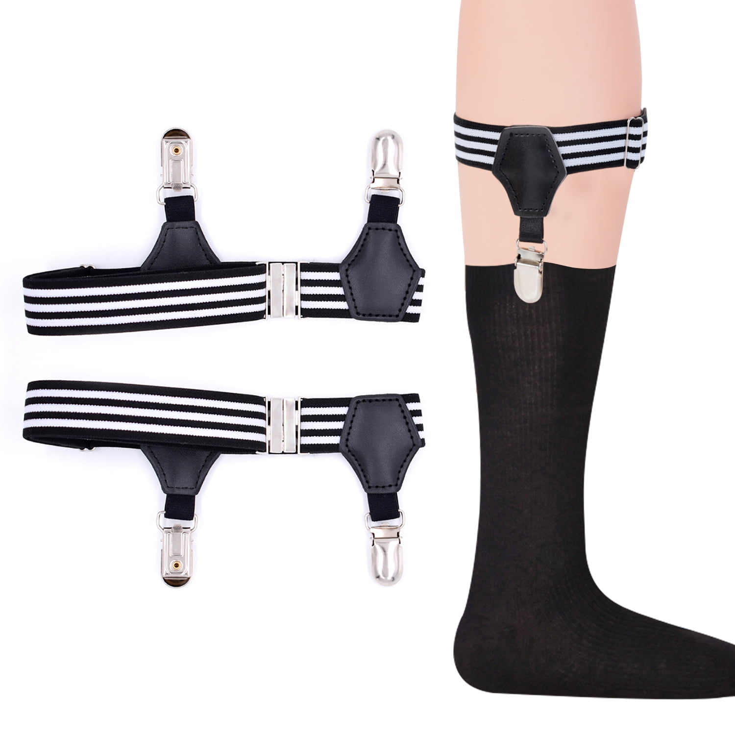 Click here for Coofit Men Sock Suspenders Elastic Striped Garter... prices