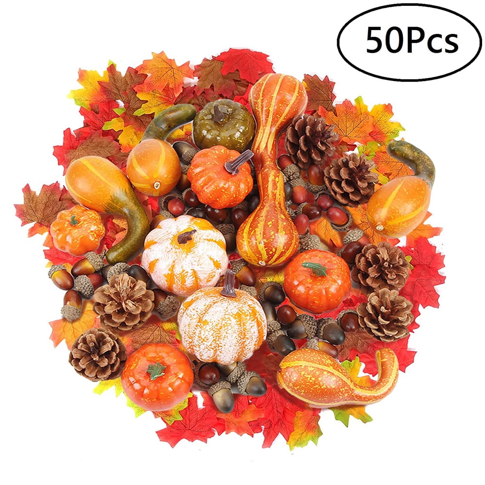 SuoKom Pumpkins Decor Set, 50Pcs Artificial Faux Foam Harvest ...