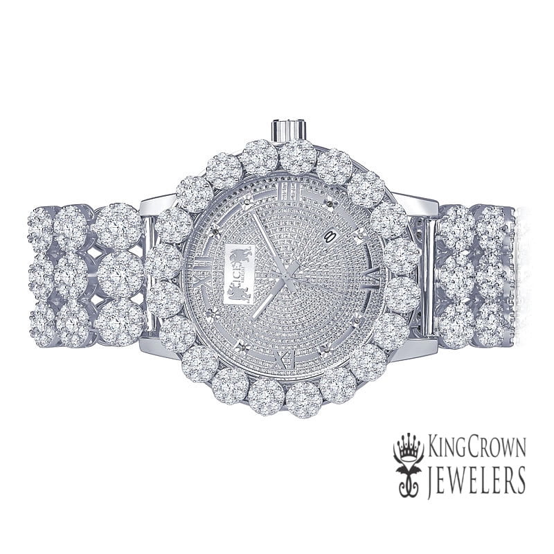 King Crown Jewelers - Mens Flower Bezel Band Custom Khronos Roman Watch ...