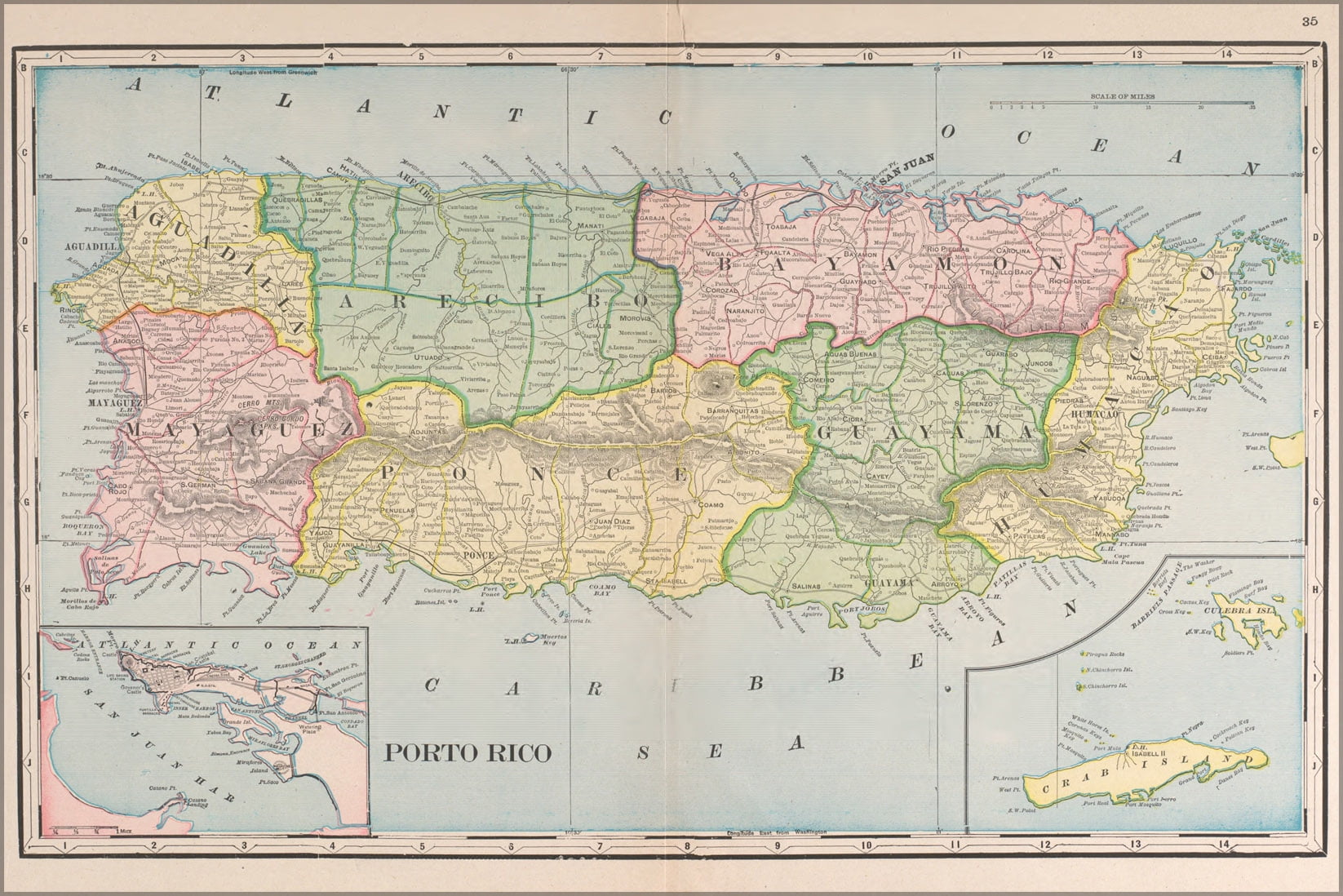 24"x36" Gallery Poster, map of puerto rico 1901 - Walmart.com
