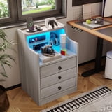 Afuhokles Nightstand Set of 2 with Charging Station and LED Lights ...