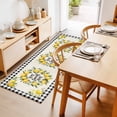 Country Vintage Farm Runner Rugs 2x6ft Fruit Yellow Lemon Linen Texture ...