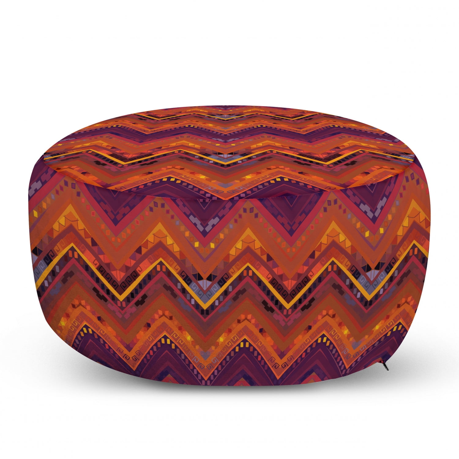 Tribal Ottoman Pouf, Native Ornament with Zig Zag Motif Peruvian ...