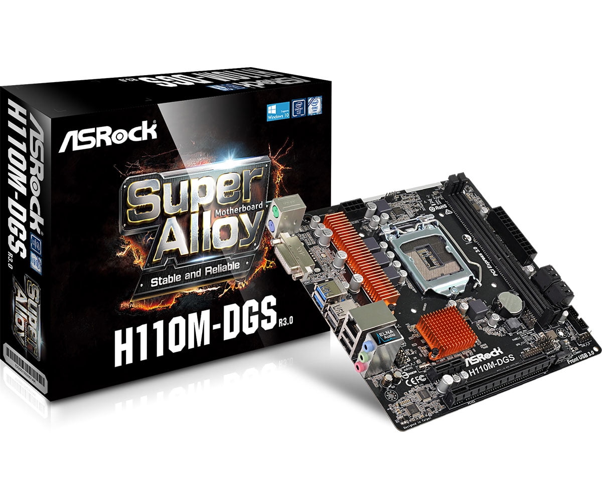 Asrock Intel H110M-DGS R3.0 Micro ATX DDR4-SDRAM Motherboard - Walmart.com