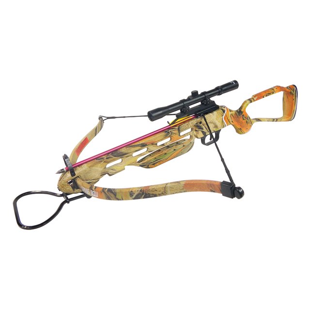 150 lb Black / Wood / Camouflage Hunting Crossbow Archery Bow + 4x20 ...
