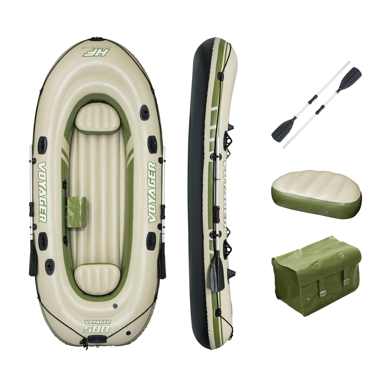 Bestway Hydro Force Voyager 500 Inflatable Lake Ocean Boat Raft Set w ...