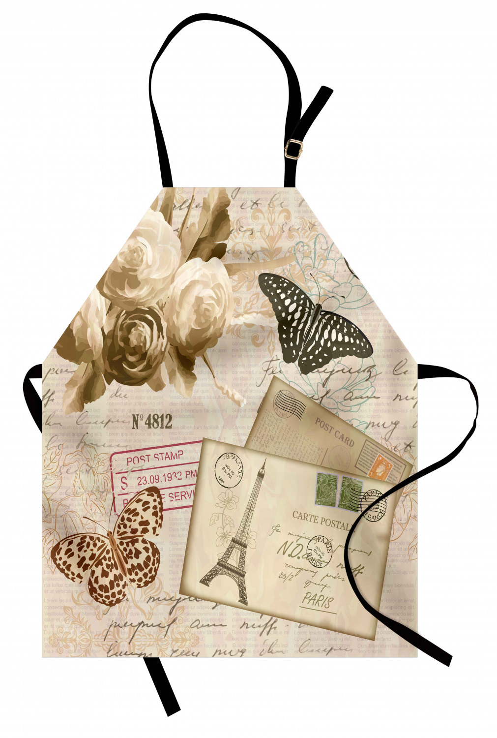 European Apron Old Vintage Retro Style Lettering with Flowers ...