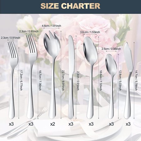 20 Pieces Stainless Steel Flatware Set Knife Fork Spoon Salad Serving ...