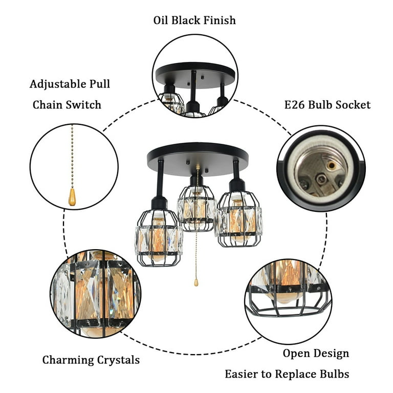 Led Ceiling Round Flush Mount Easy Light With Pull Chain | Shelly Lighting