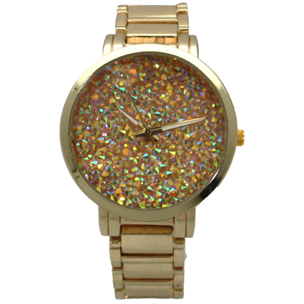 Olivia Pratt Gold Sparkling Face Women Watch - Walmart.com