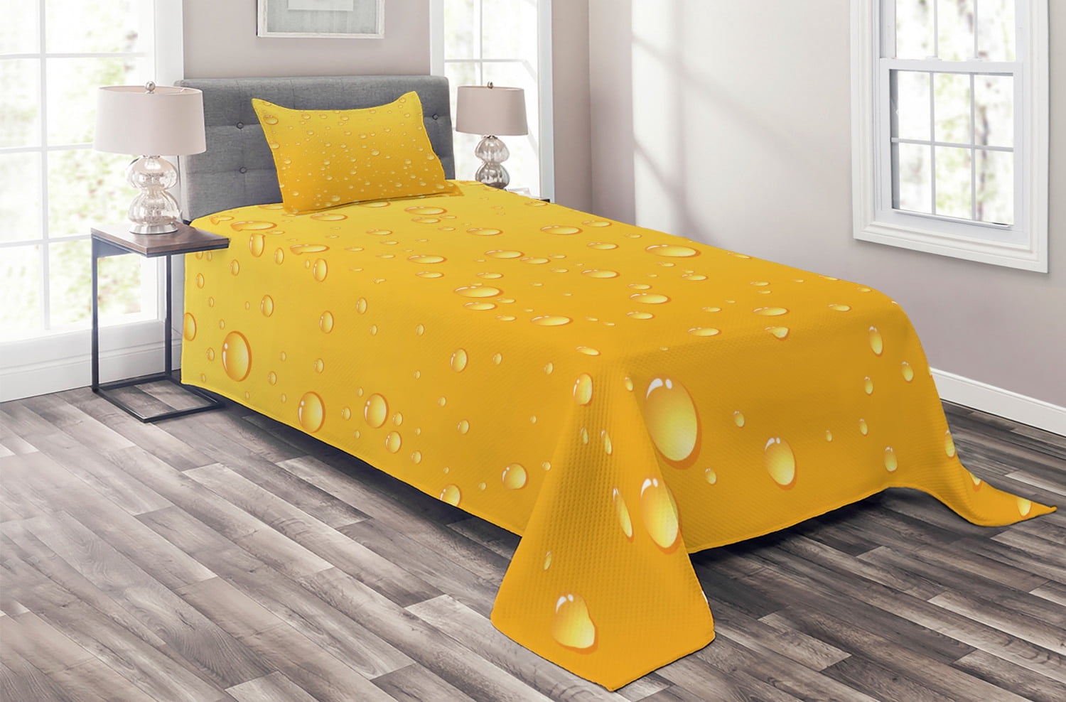 Ambesonne Yellow Quilted Coverlet 2 Pcs, Ombre Like Beer Glass, Twin ...