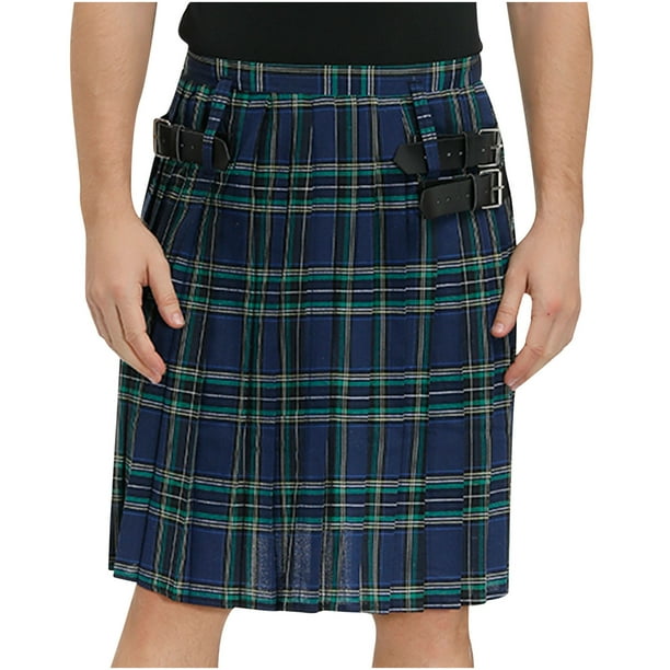SOOMLON Mens Kilt Scottish Kilt Casual Kilt Bohemian Shorts Lattice ...
