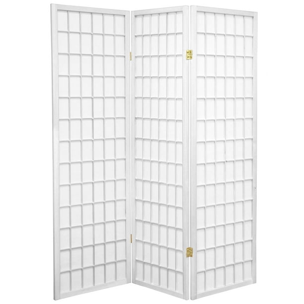 Oriental Furniture 5 ft. Tall Window Pane Shoji Screen - White - 3 ...