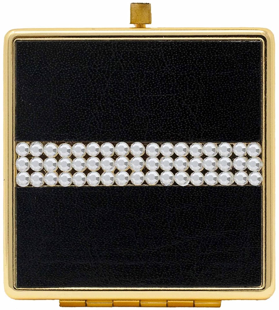 Magnified 1:3X Compact Double-Sided Mirror With Swarovski Rhinestone ...