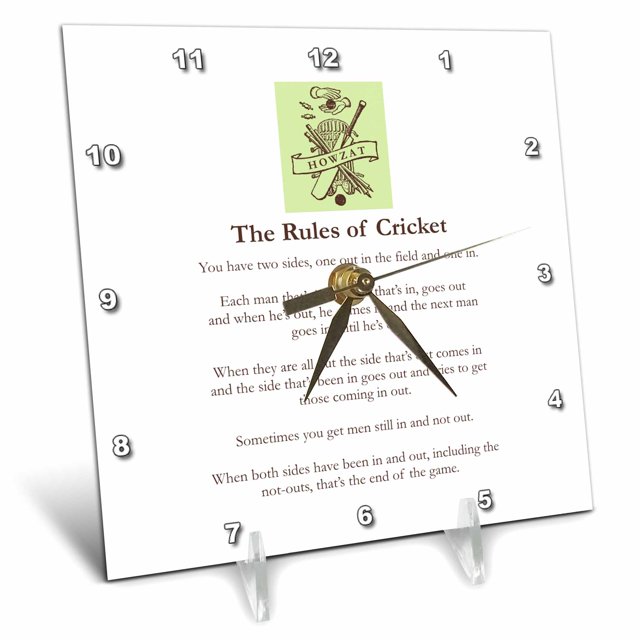 Funny Rules of Cricket Design in Green and Brown 6x6 Desk Clock dc ...