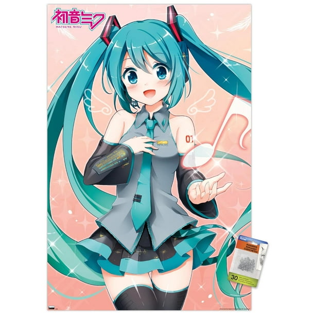 Hatsune Miku - Music Note Wall Poster with Pushpins, 22.375" x 34 ...