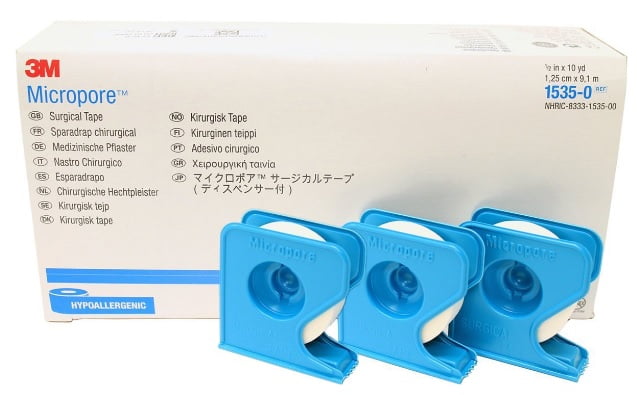 3-Pack 3M 1535-0 Micropore Surgical Tape with Dispenser 1/2 in. (Set of ...