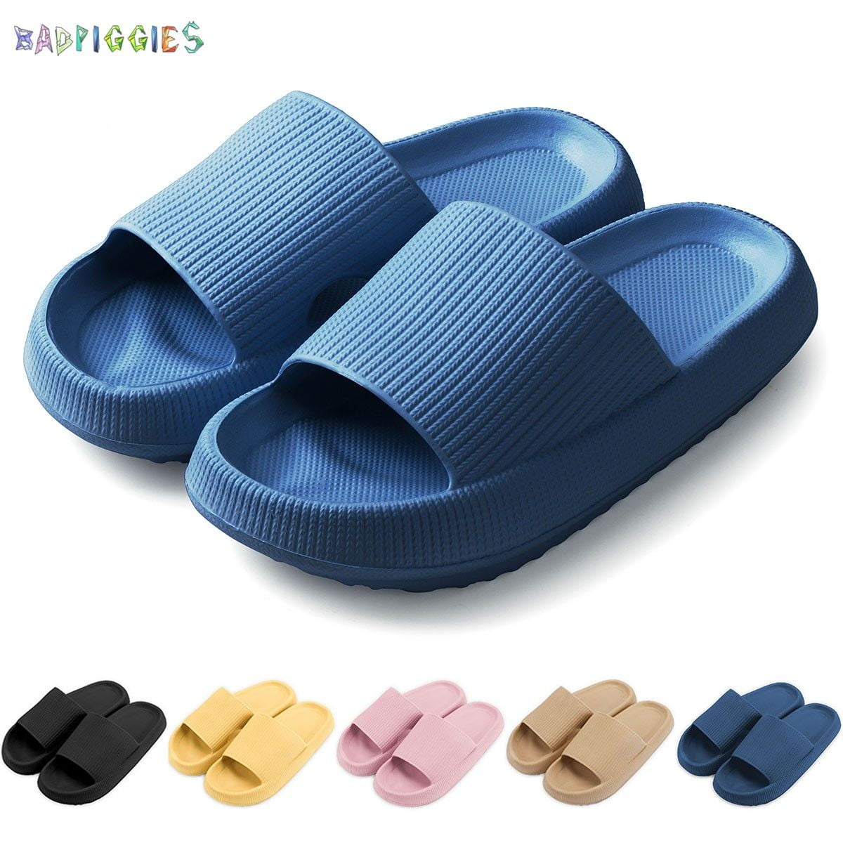 BadPiggies Anti-Slip Shower Shoes Pillow Slippers Sandals for Women Men ...