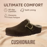 Cushionaire Haven Genuine Leather Clogs for Women – Faux Fur Lined Slip ...