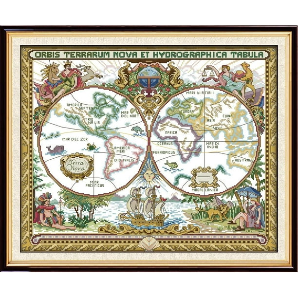 Setoda Old world map Patterns DIY Handmade Counted Cross stitch kit and ...