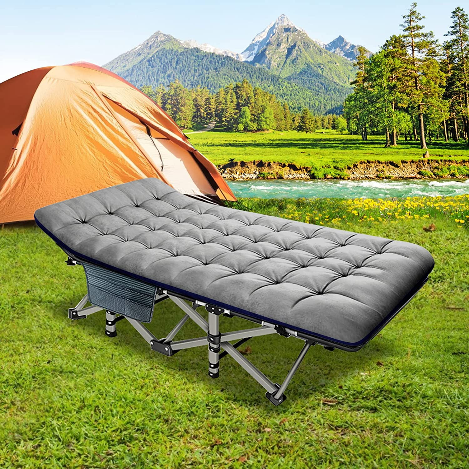 NAIZEA Folding Camping Cot,Adults Cot Beds with Pearl Mattress ...