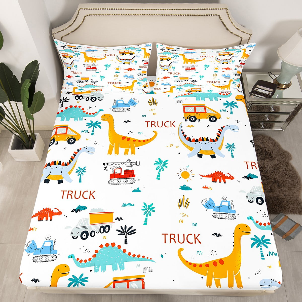 Click here for Yst Dinosaur Construction Twin Bed Sheets For Boys... prices
